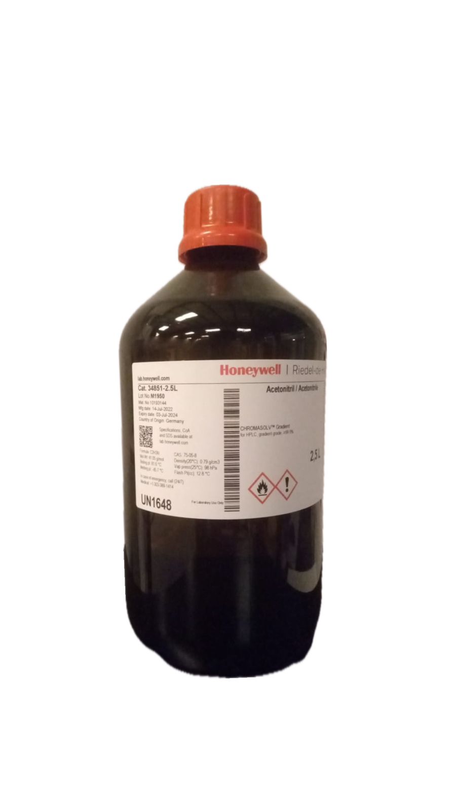 ACETONITRILE CHROMASOLV FOR HPLC, GRADIENT 2.5LTR | AlGENOME SHOP
